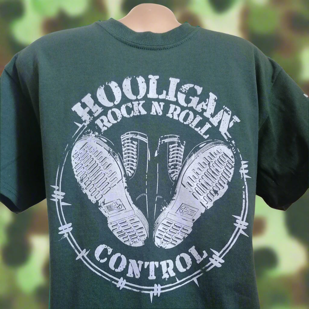 Control - Bottle Green Boots Logo Tee with Sleeve Print – Mainstage Merch